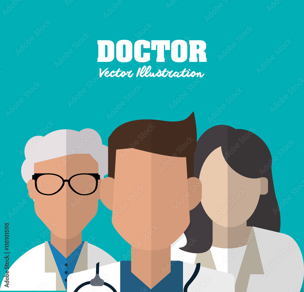 doctor avatar woman man medical health care icon. Colorfull and flat ...