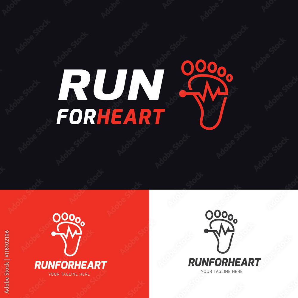 running logo, run for heart,Foot logo, foot care logo template Stock ...