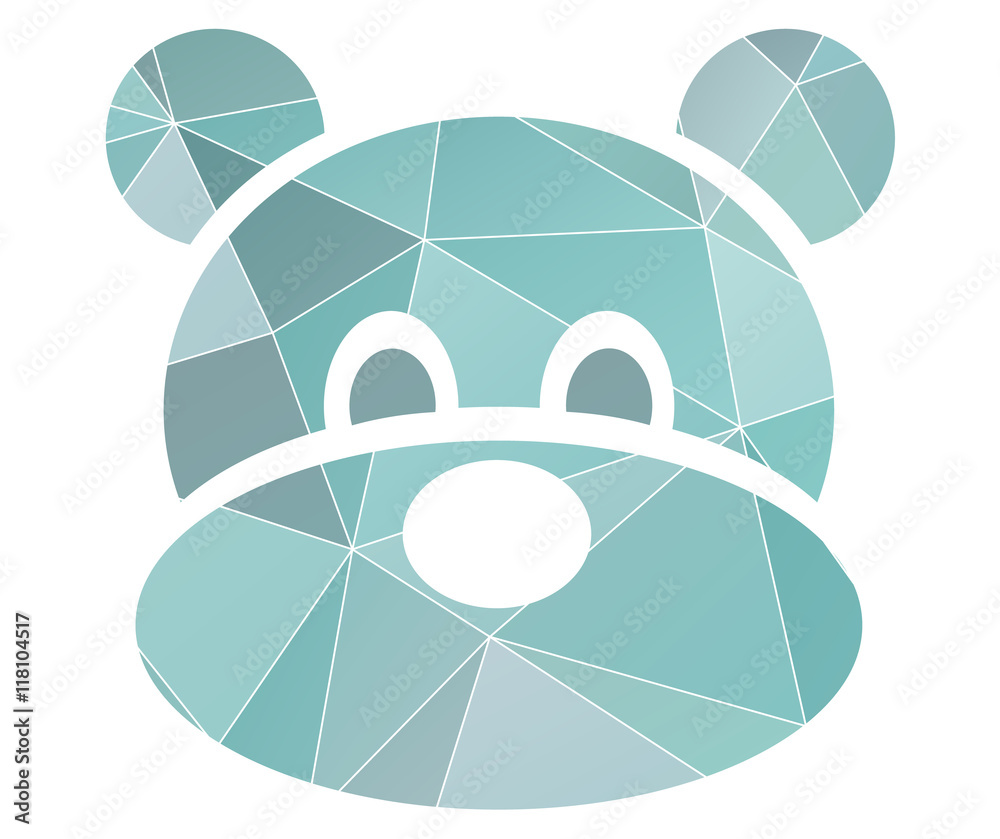 polygonal blue bear head symbol, isolated abstract logo on white Stock ...