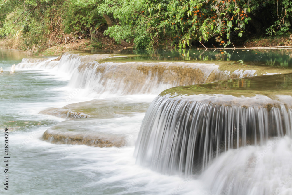 Small Water flow trough rock part of waterfall, Nakhon Nayok, Thailand ...