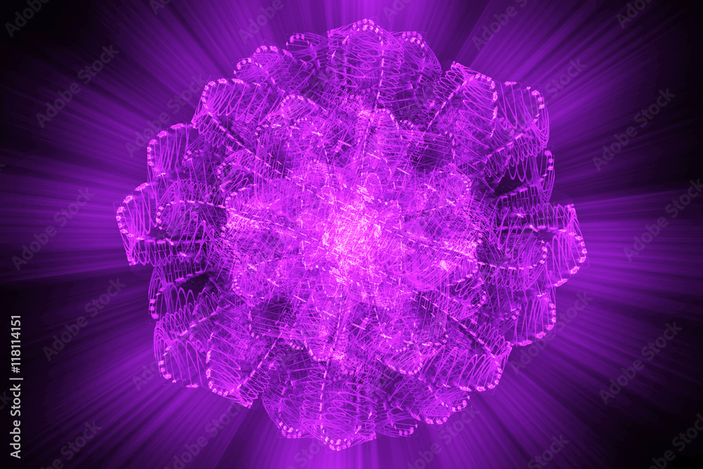 Nucleus of Atom Nuclear explode ray radiation light science concept ...