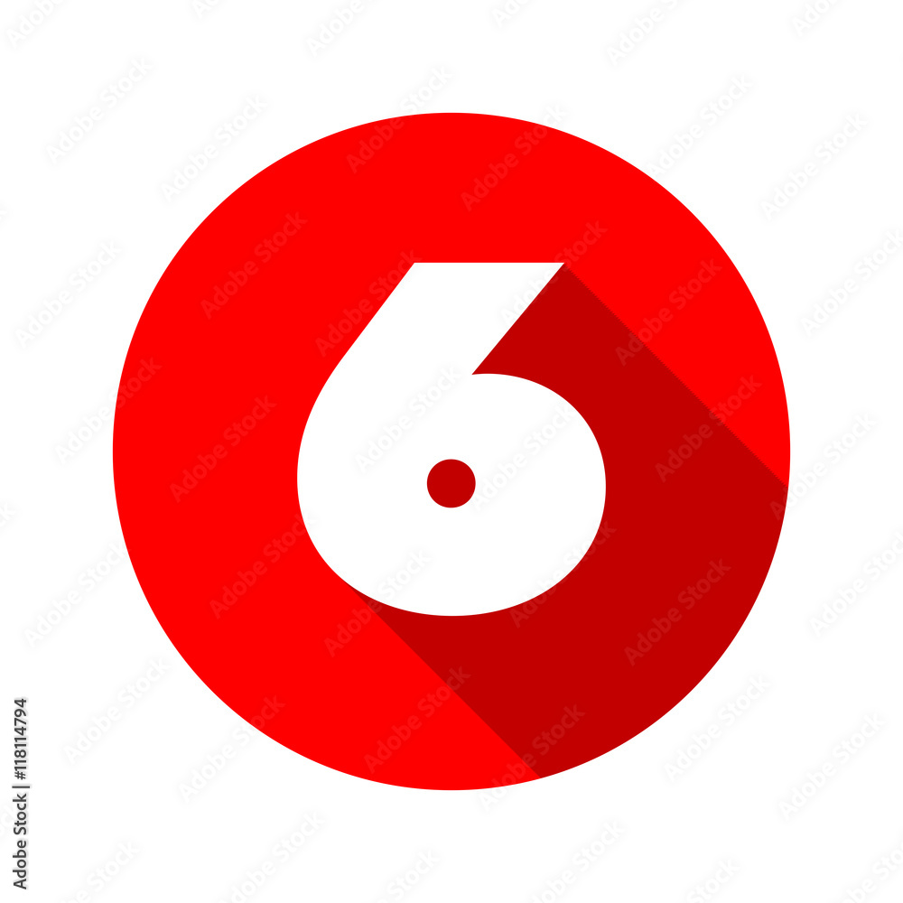 6 / Red circle Icon Stock Vector | Adobe Stock