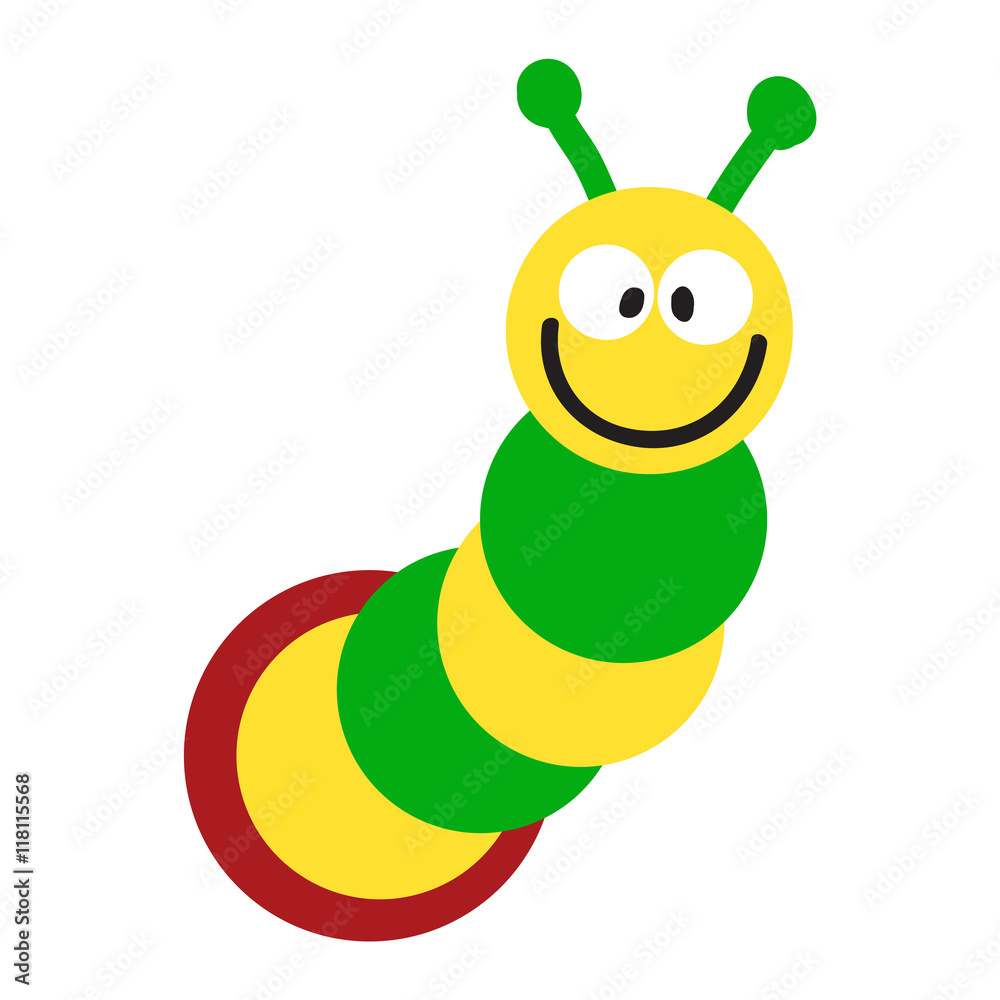 Cute hand drawn crawling caterpillar tree insect element funny little ...