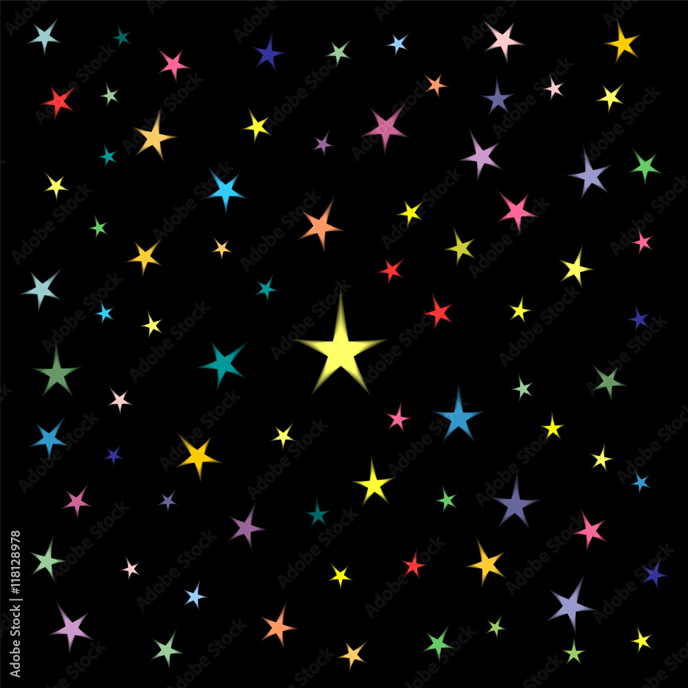 Black Background With Colorful Stars