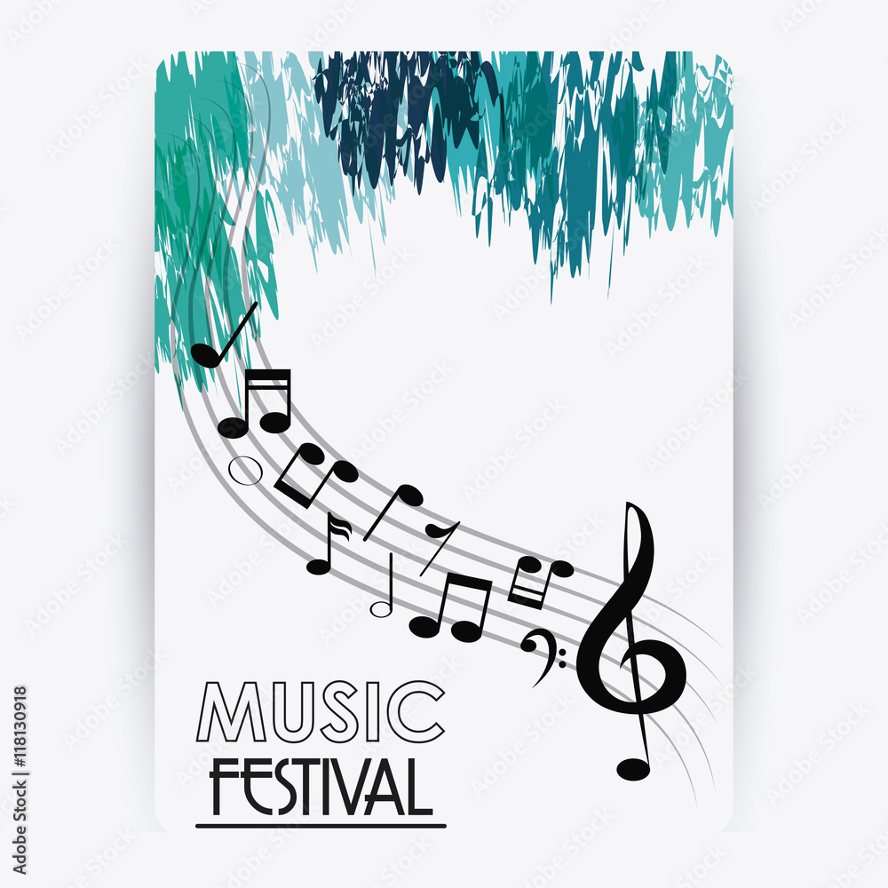 Vetor do Stock: music note splash frame sound media festival icon. Flat ...