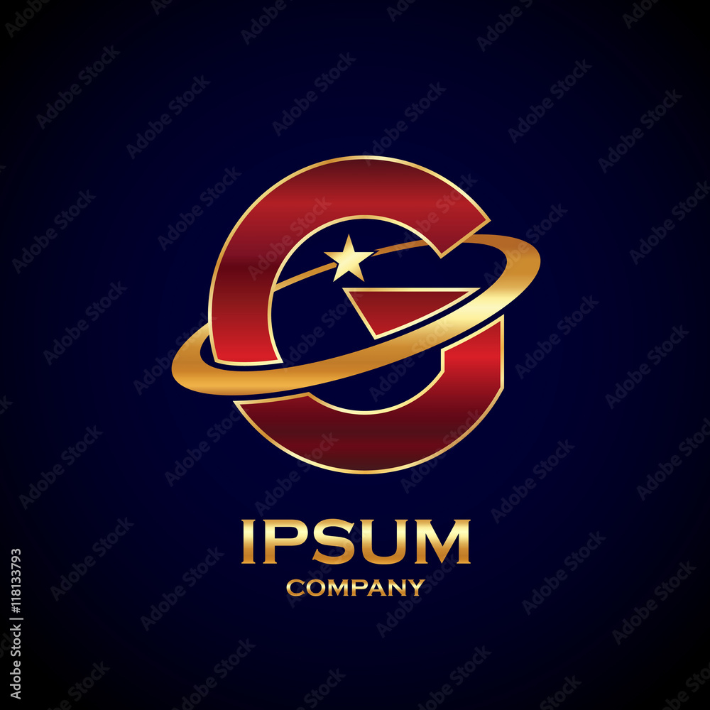 Abstract letter G logo,star symbol,sign saturn,ring shape with sample ...