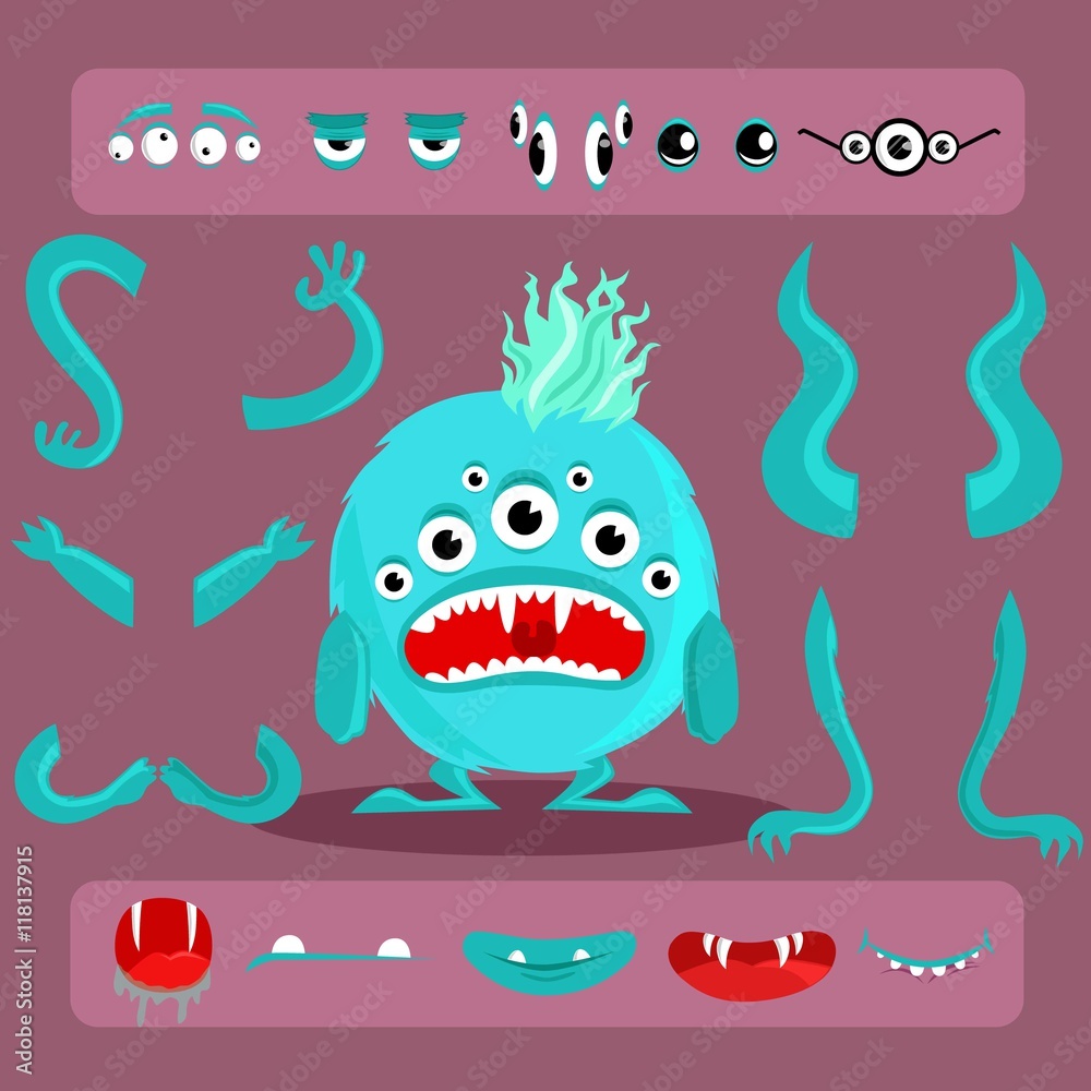 Halloween, monster design attributes,body parts and other details of ...