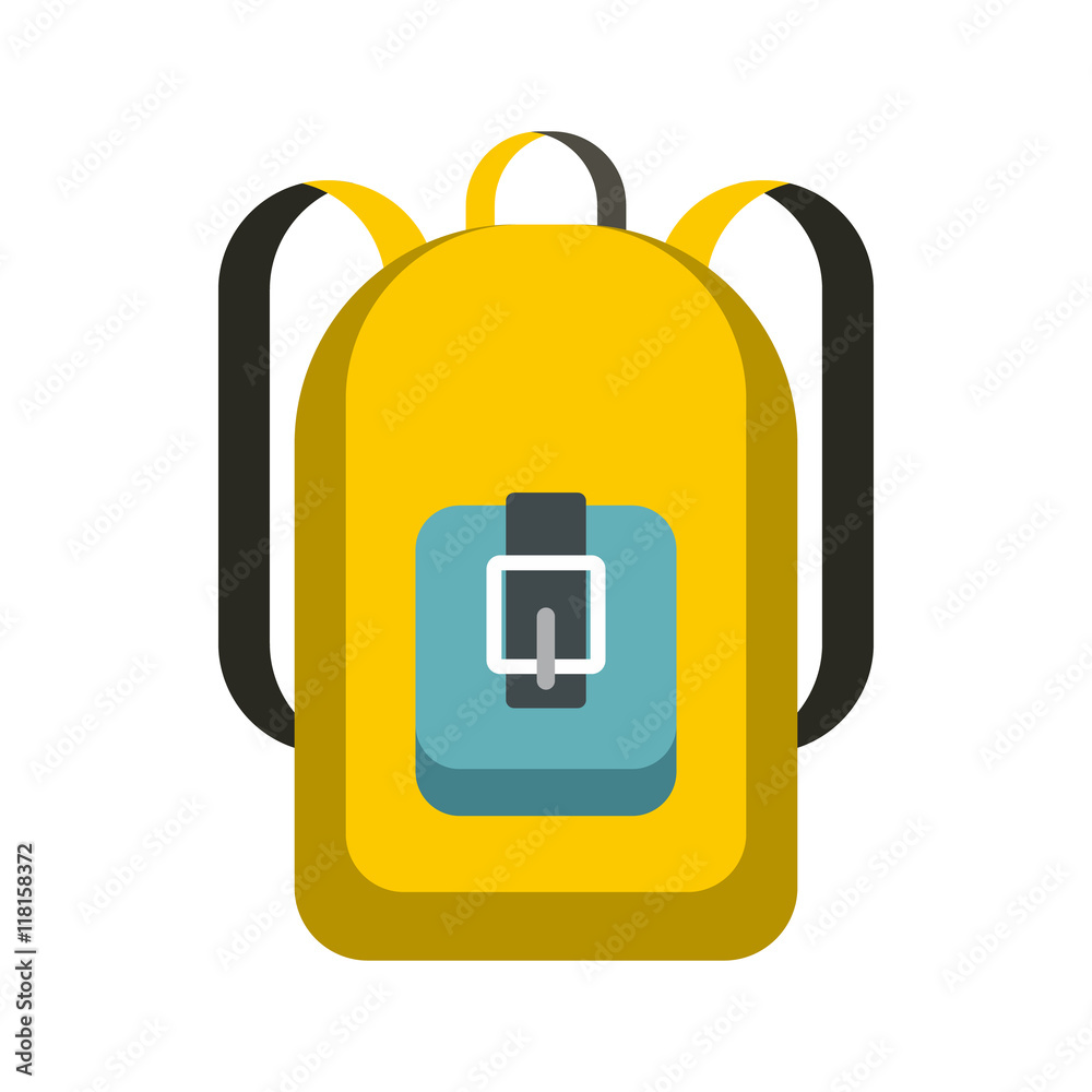School backpack icon in flat style isolated on white background. Bag ...