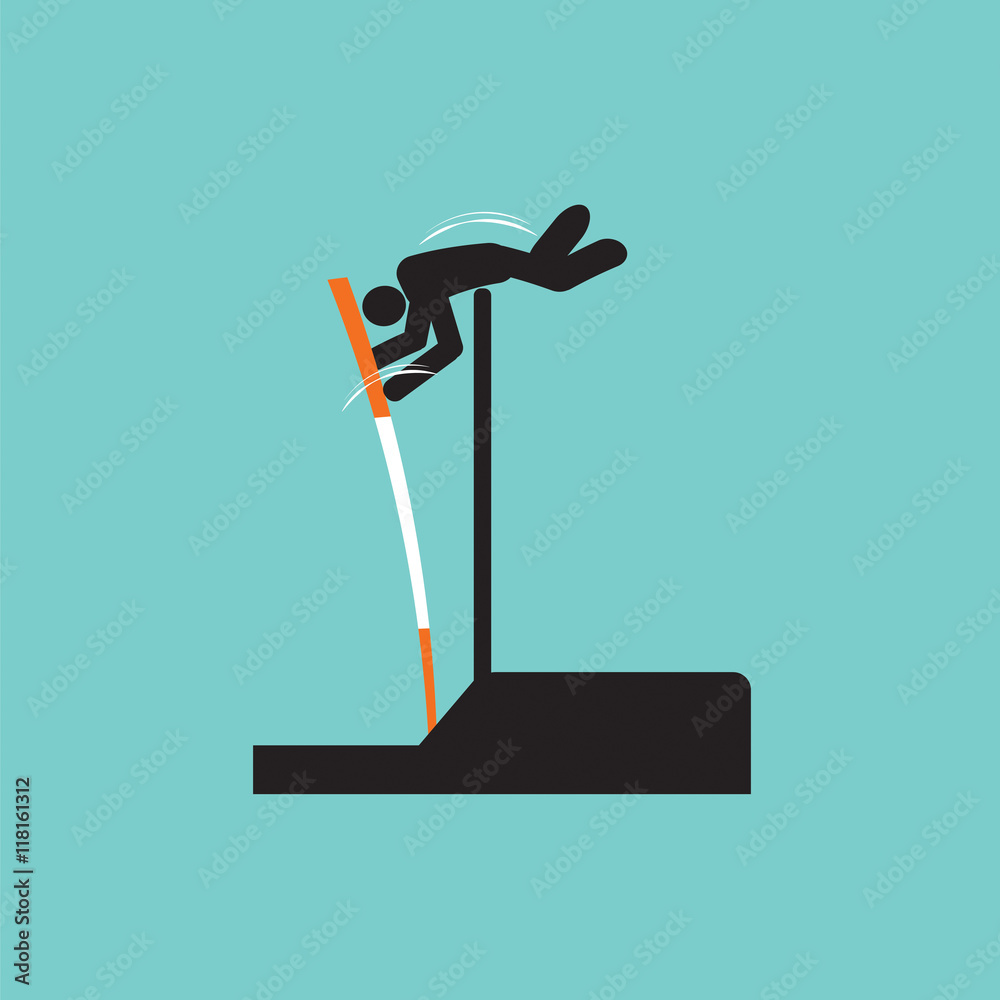 Pole Vault Athletes Graphic Symbol Vector Illustration Stock Vector ...