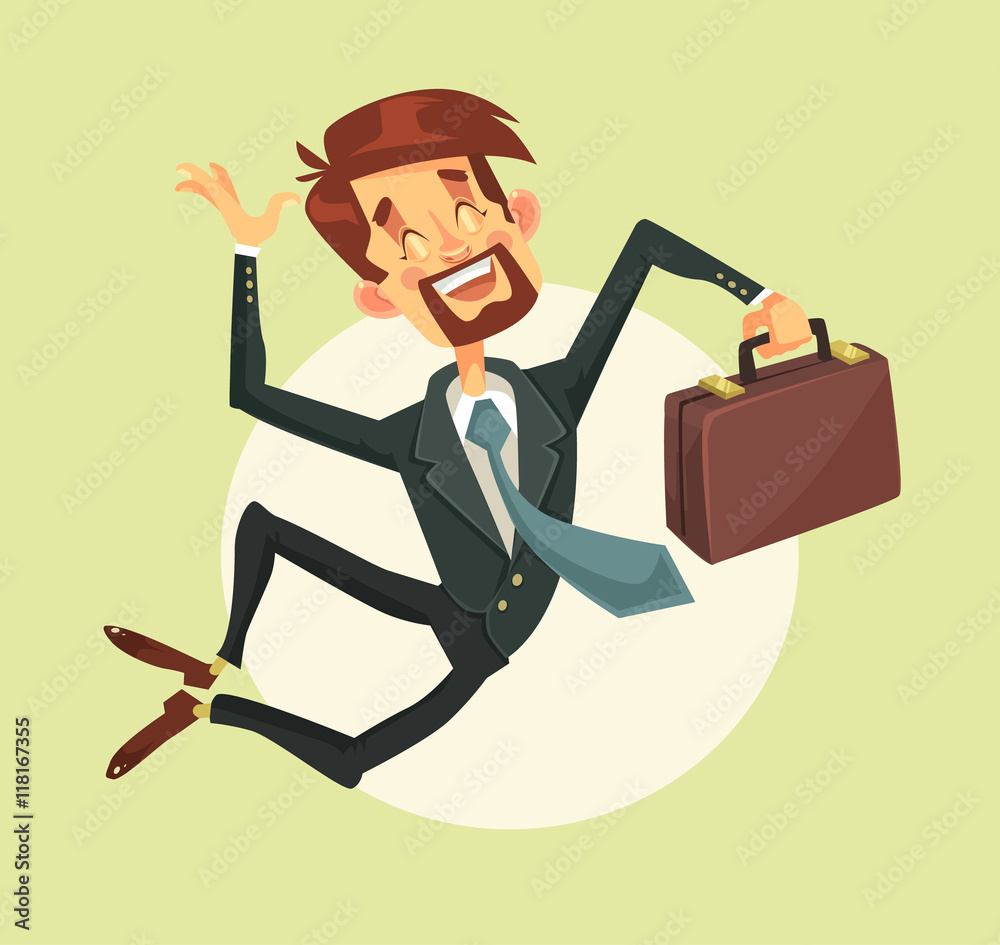Happy man jumping. Vector flat cartoon illustration Stock Vector ...
