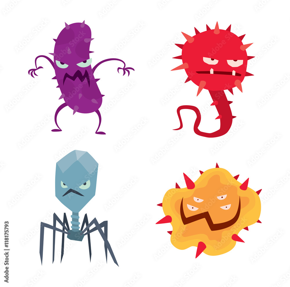 Cartoon viruses characters vector set. Stock Vector | Adobe Stock