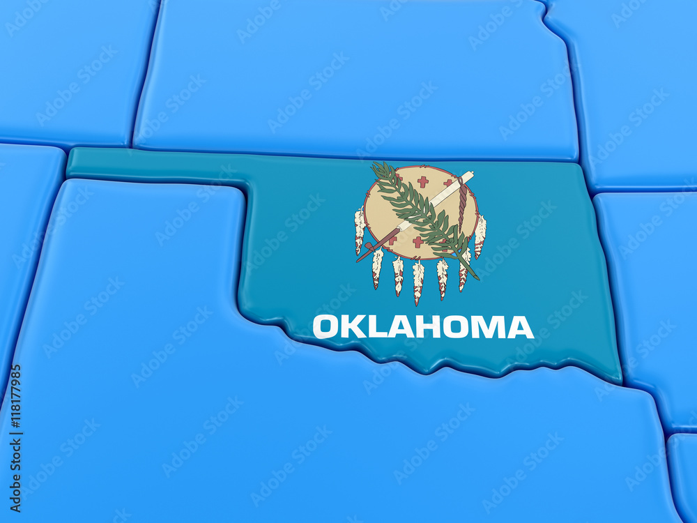Map of Oklahoma state with flag Stock Illustration | Adobe Stock