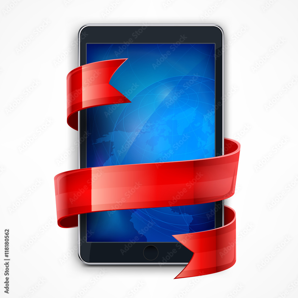 Mobile phone. Ribbon Stock Vector | Adobe Stock
