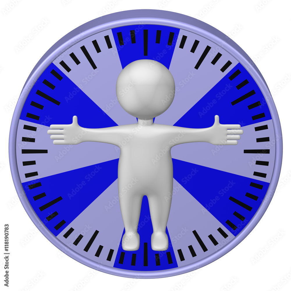 Concept : man-hour. 3d Man and clock face. Stock Illustration | Adobe Stock