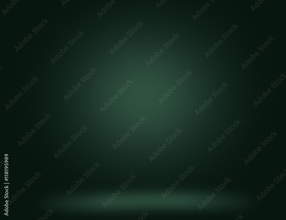 Dark green studio room background with light effects with empty space ...