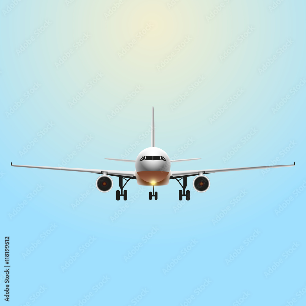 Plane front view, vector illustration, realistic design Stock Vector ...