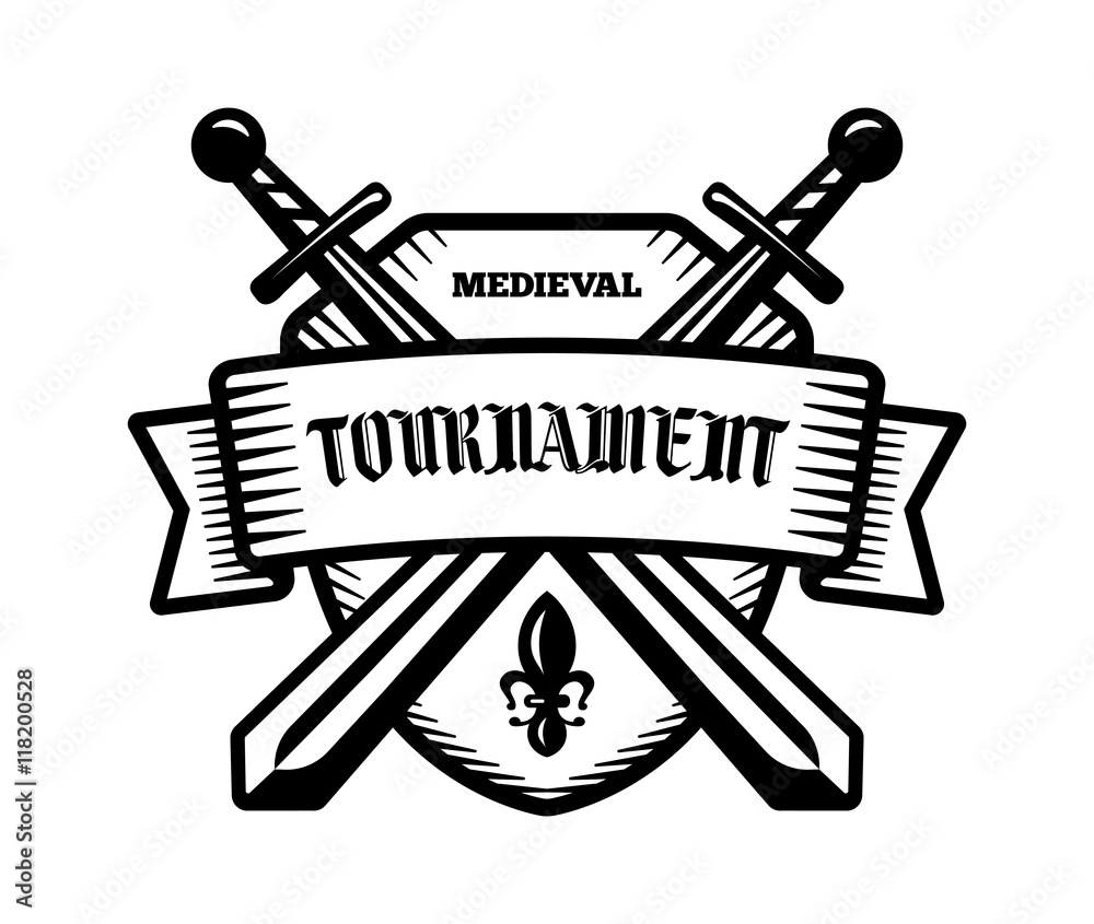 Medieval tournament fight sport vector logo. Knight, pirate, buccaneer ...