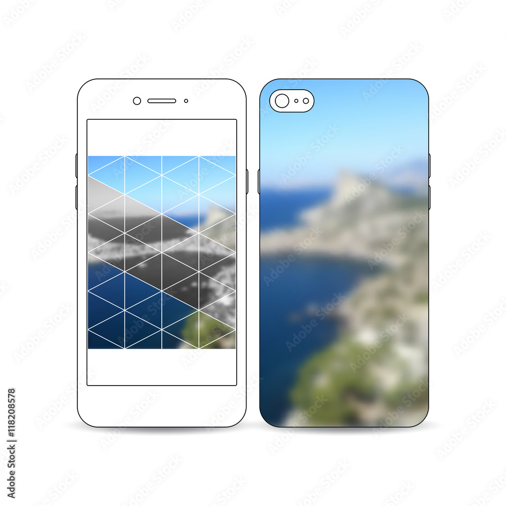 Mobile smartphone with an example of the screen and cover design ...
