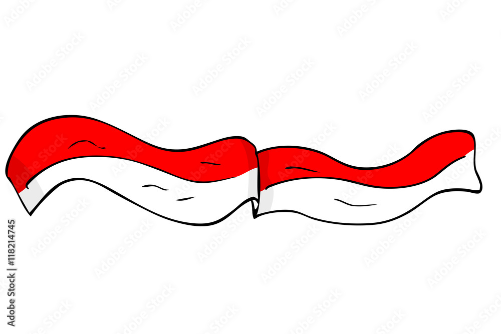 vector Hand Draw Sketch, Indonesia Flag, isolated on white Stock ...