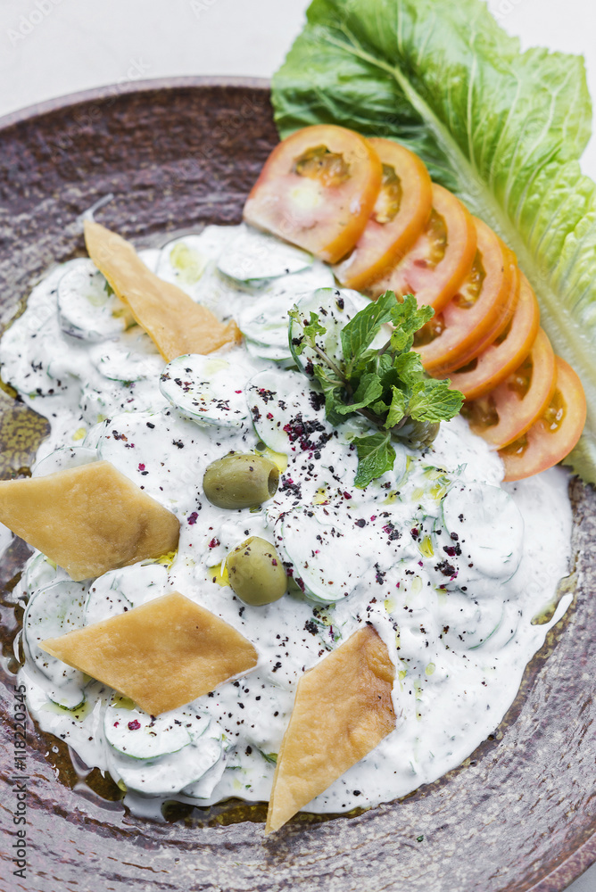 laban yoghurt cucumber middle eastern lebanese dip snack food Stock ...
