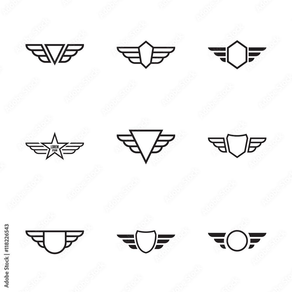 Badge with wings. Stock Vector | Adobe Stock