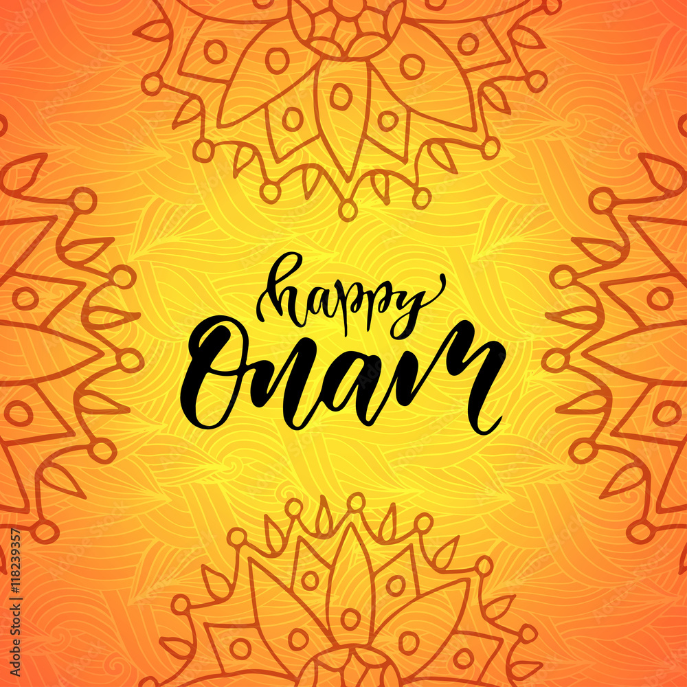 Happy Onam Holiday vector illustration. Modern calligraphy Stock Vector ...