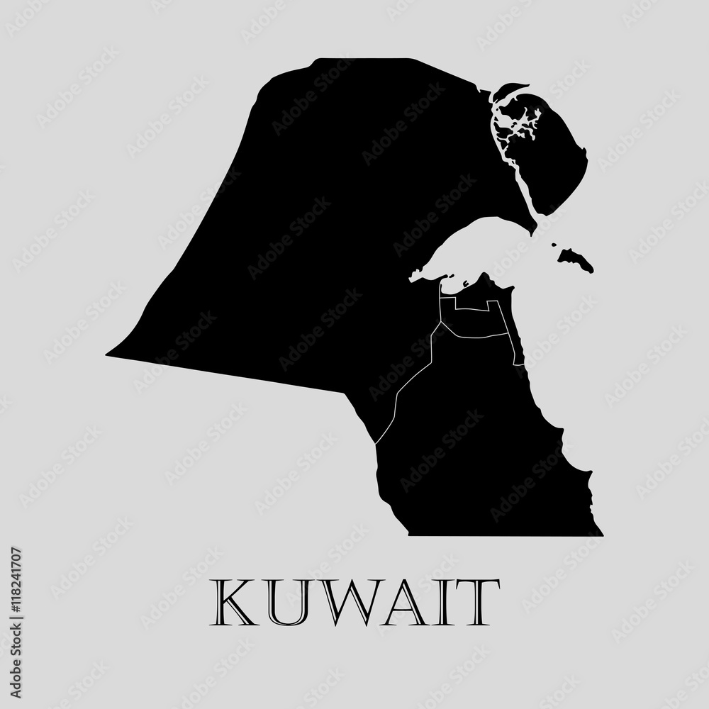 Black Kuwait map - vector illustration Stock Vector | Adobe Stock