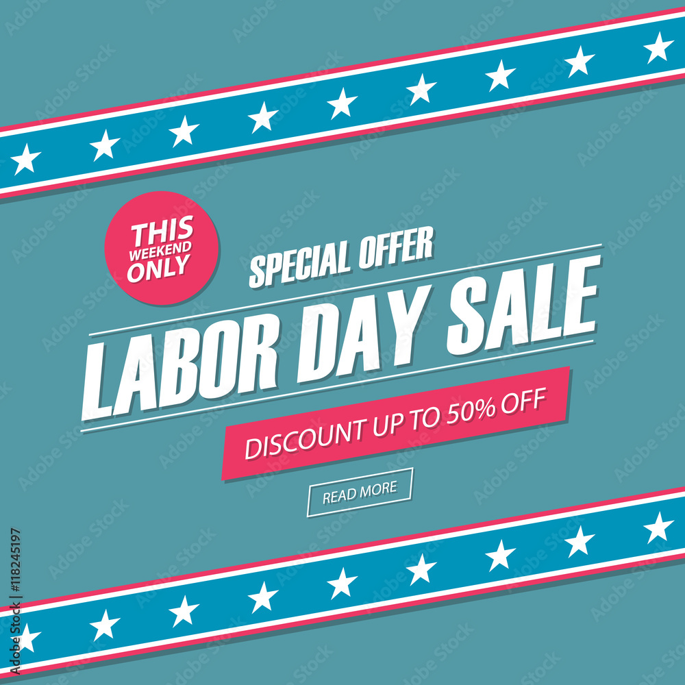Labor Day Sale. This weekend special offer banner, discount up to 50% ...