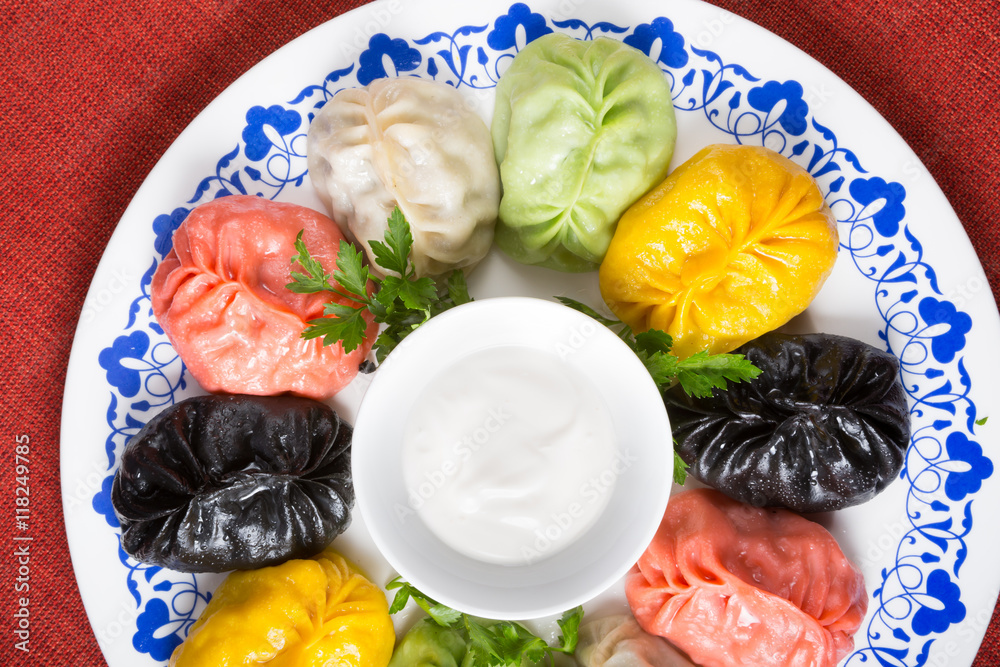 Different colored momos Stock Photo | Adobe Stock