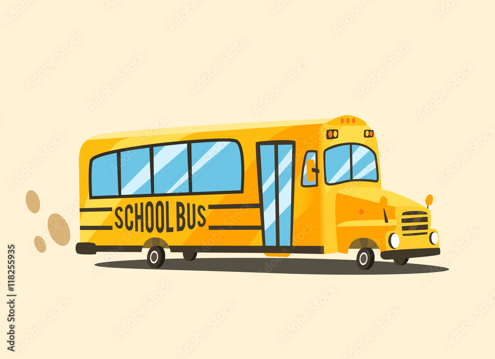 Vintage yellow school bus. Cartoon vector illustration Stock Vector ...