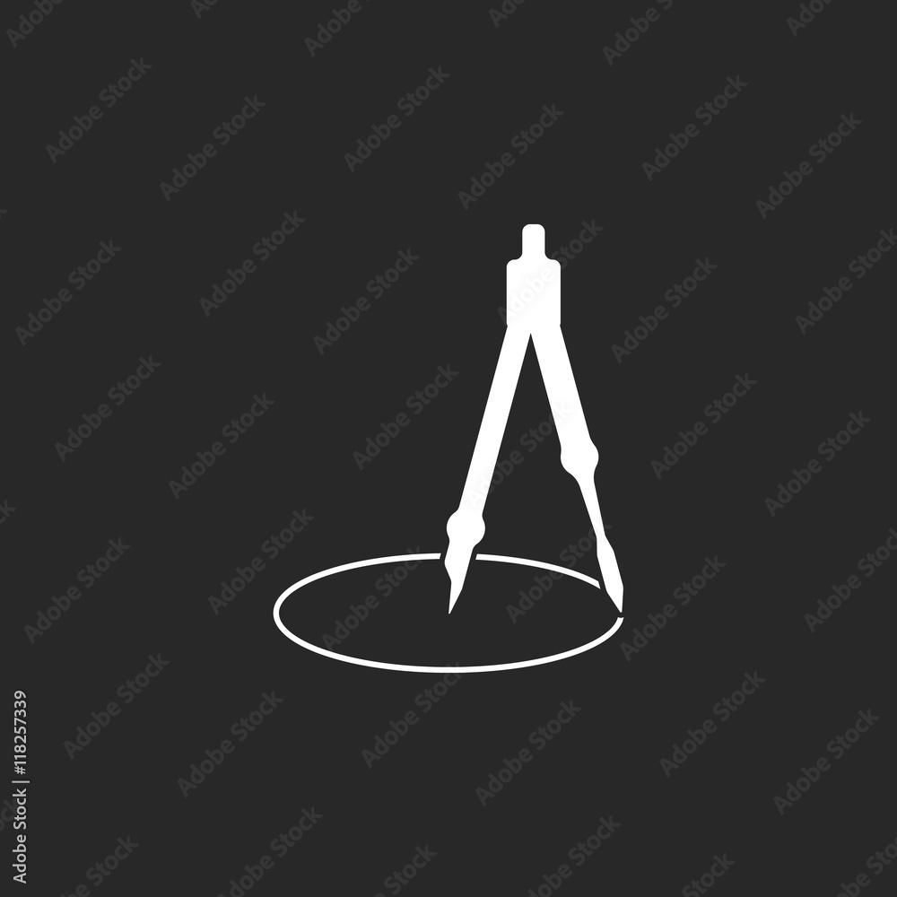 Compass divider drawing round symbol simple icon on background Stock-Vektorgrafik | Adobe Stock