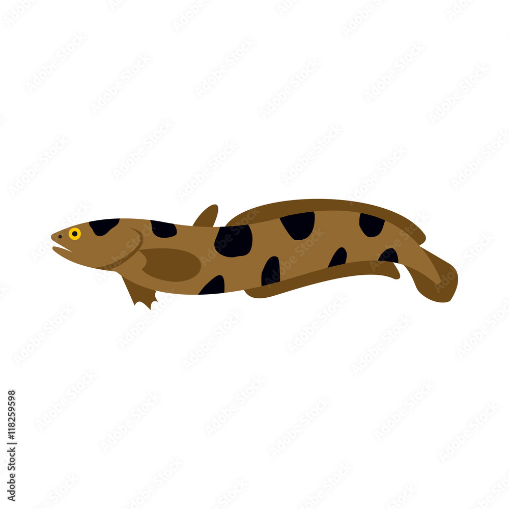 Snakehead icon in flat style isolated on white background. Sea ...