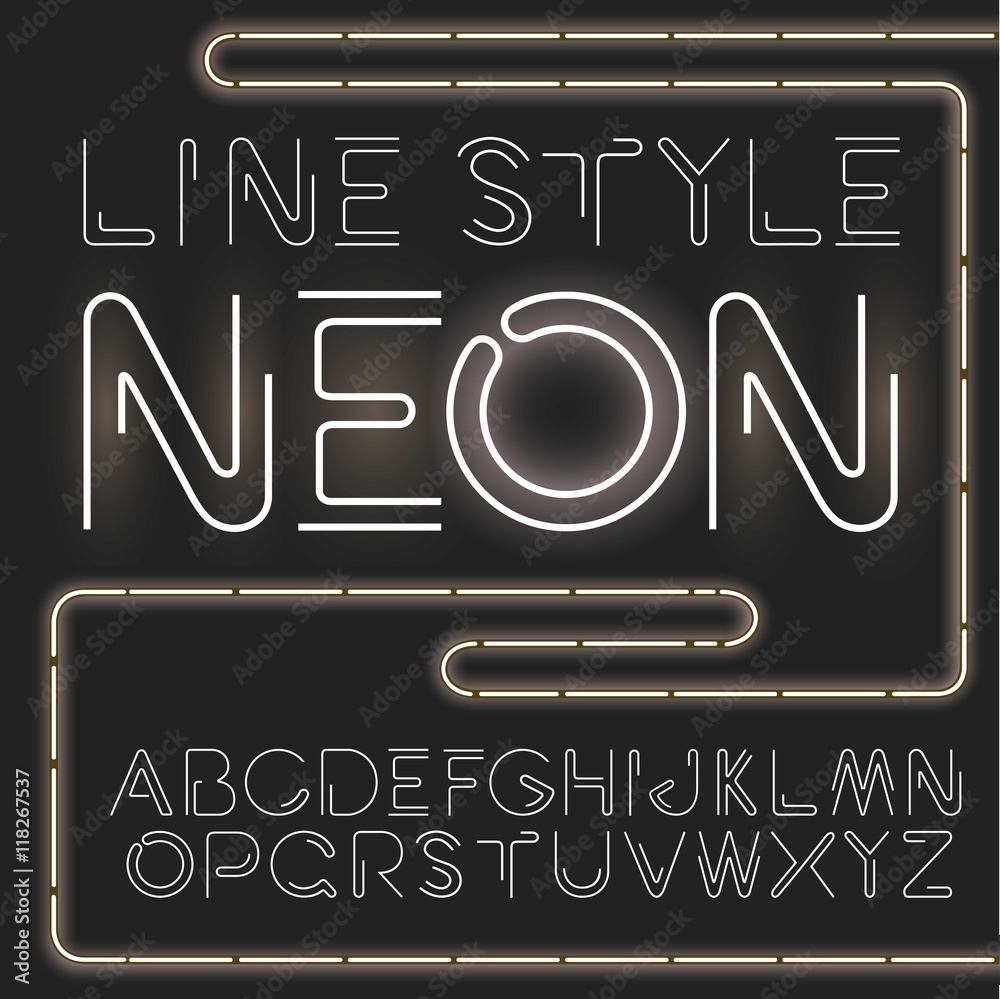 Vector linear font - simple and minimalistic alphabet in line style ...