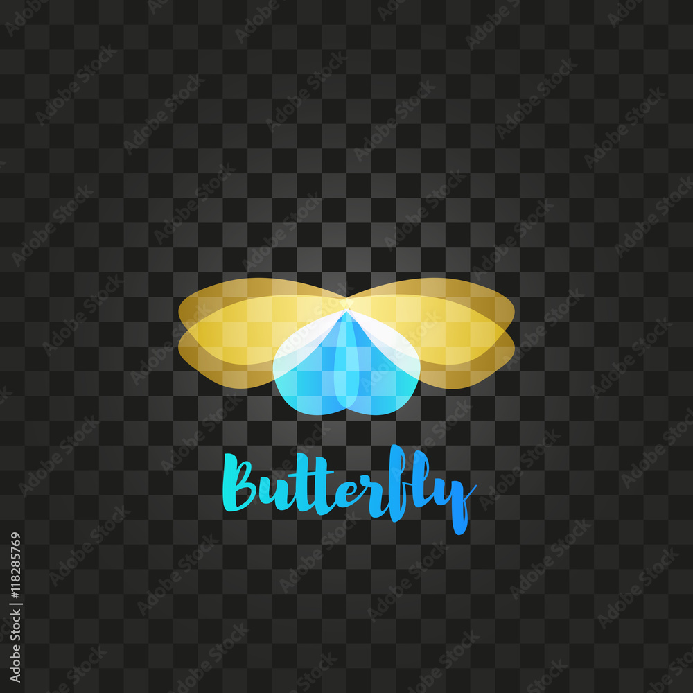 Isolated yellow and blue butterfly vector logo. Insects logotype. Wings ...
