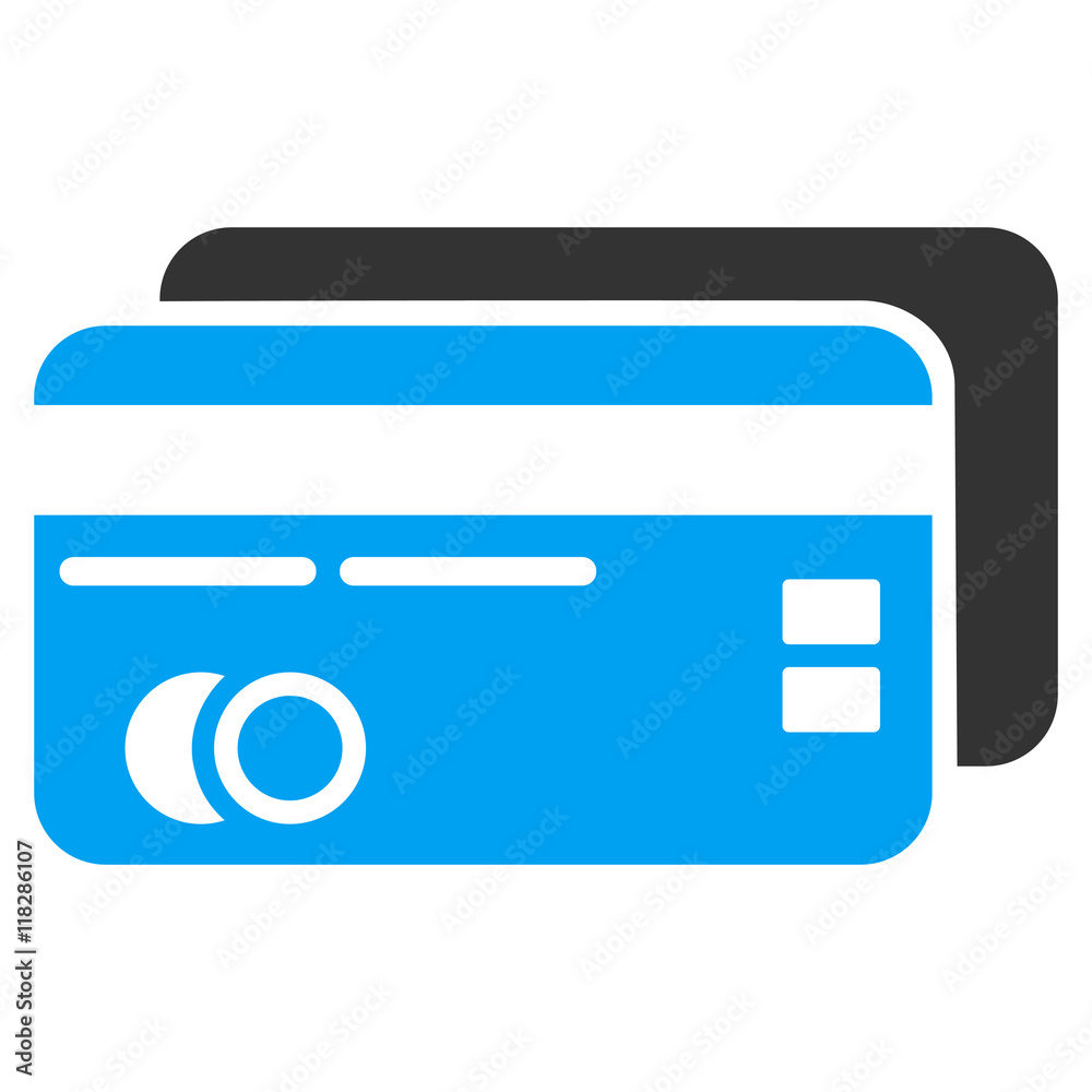 Bank Cards icon. Vector style is bicolor flat iconic symbol with ...
