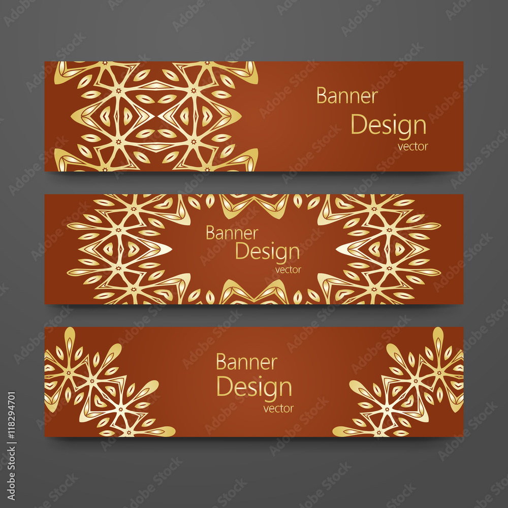 Set of vintage banners with golden background. Headline template ...