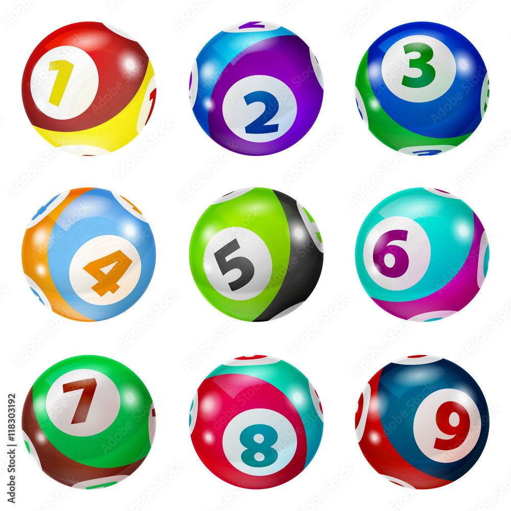 Set of Lottery Colored Number Balls. Vector Colorful Bingo. Lottery ...
