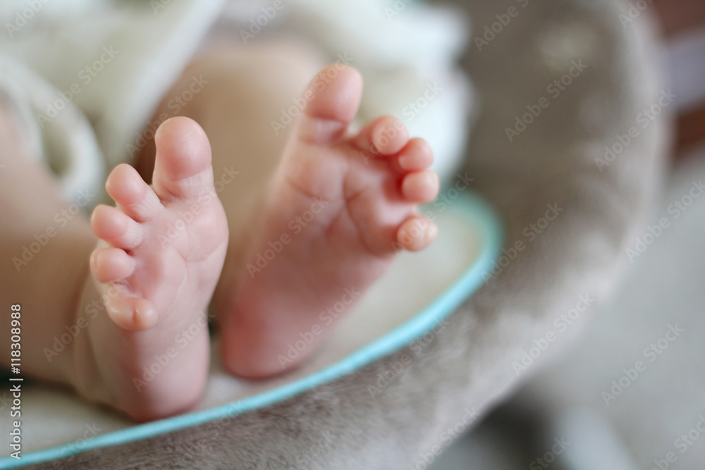 Newborn Baby Feet with Little Toes Stock Photo | Adobe Stock