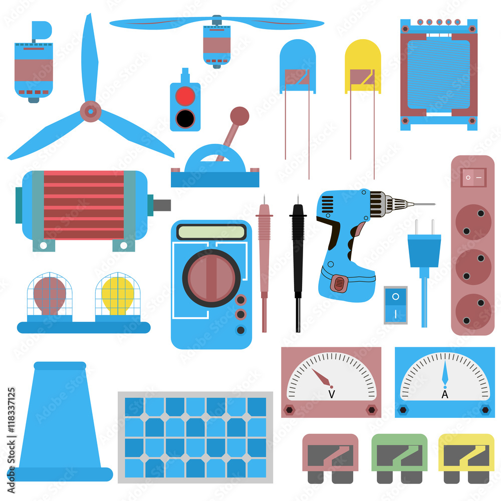 Set of Industrial Vector Items. Shapes. parts of machinery. pipes ...