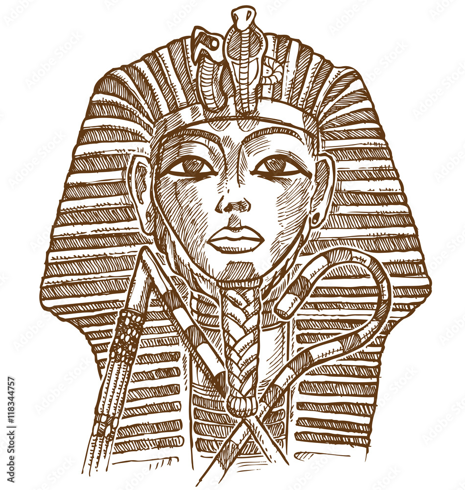 Golden mask of Egyptian pharaoh Stock Vector | Adobe Stock