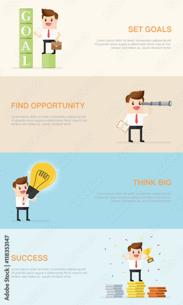 infographic banners collection with step of way to success business and ...