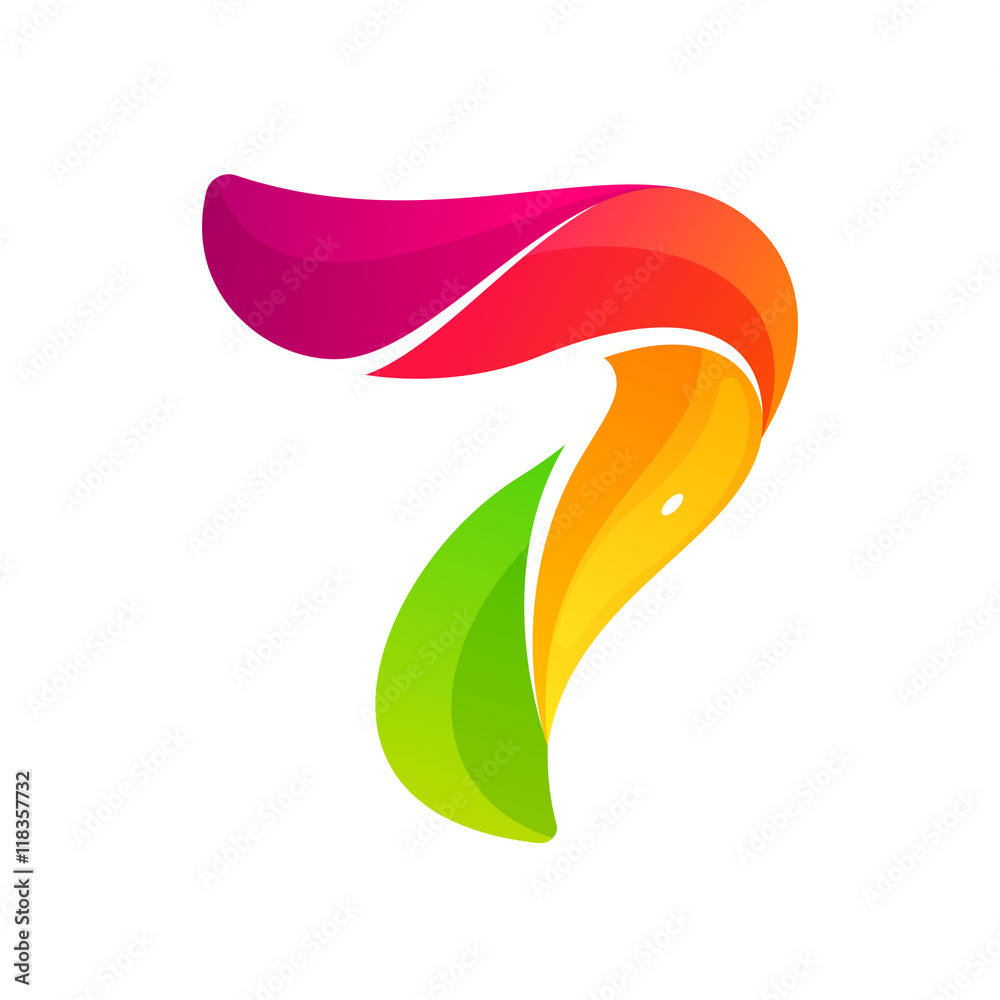 Number seven logo formed by colorful twisted lines. Stock Vector ...