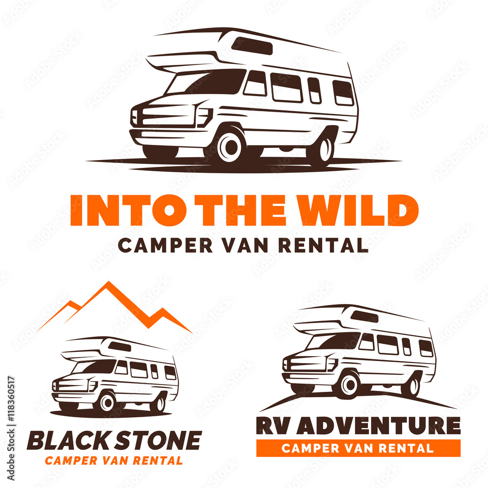 Camper van logo, emblems and badges. Stock Vector | Adobe Stock