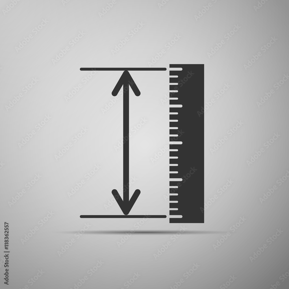 The measuring height and length icon. Ruler, straightedge, scale symbol ...