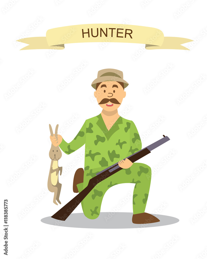 Cartoon hunter Stock Vector | Adobe Stock