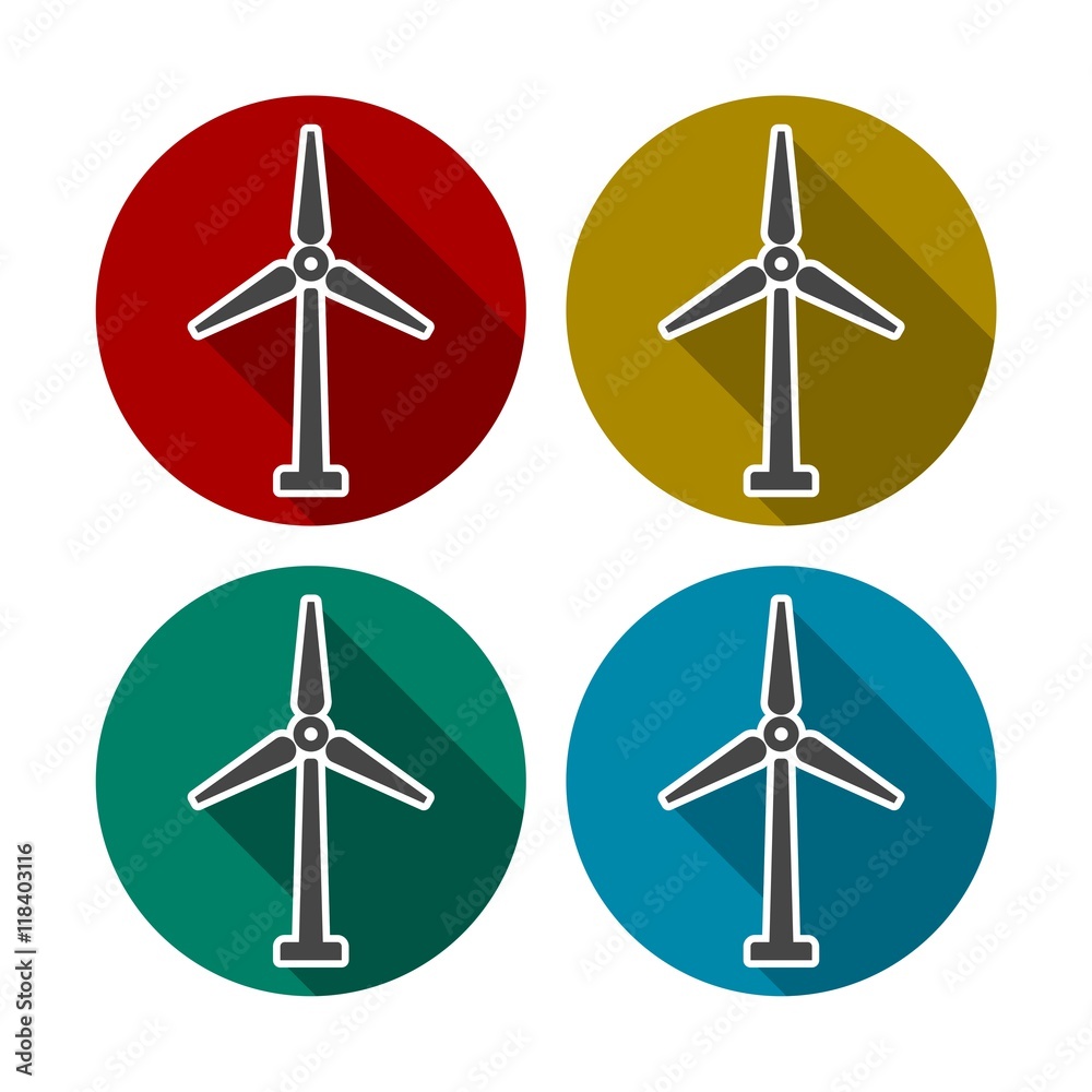 Wind Turbine Wind Power Icon Colorful Icon Set Stock Vector | Adobe Stock