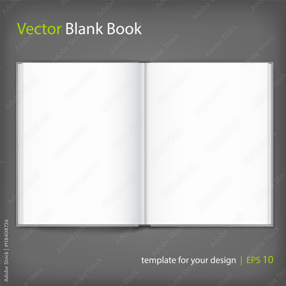 Blank of open book with cover on grey background. Template Stock Vector ...