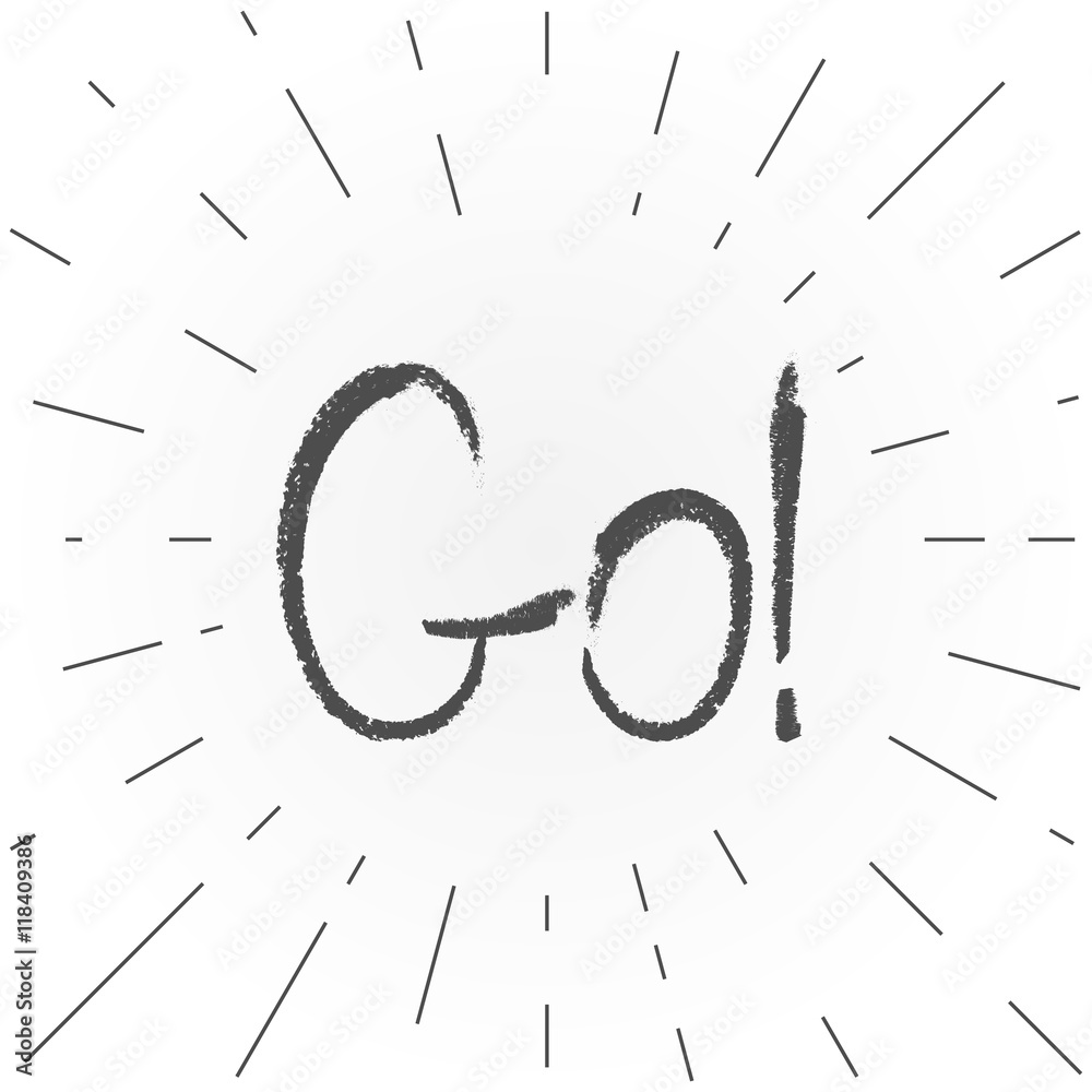 Text Go! lettering. Background hatching. Grunge. Stock Vector | Adobe Stock