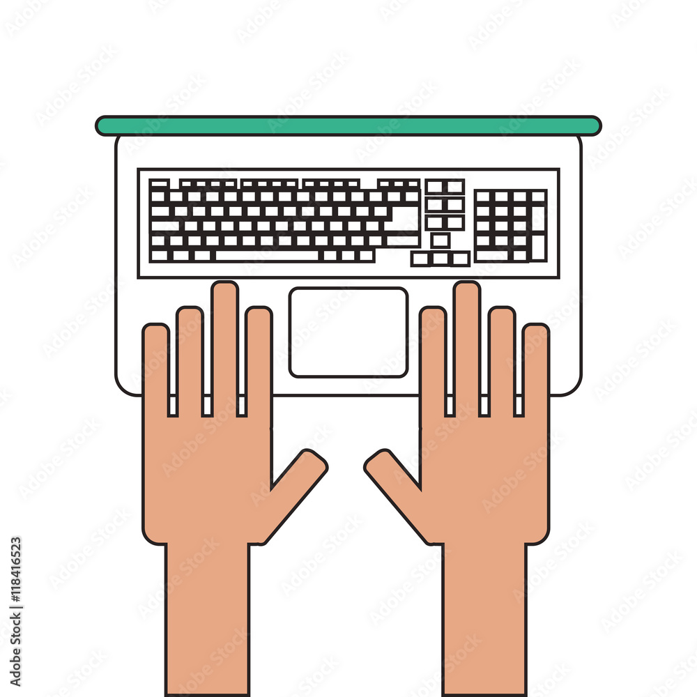 flat design hands and laptop icon vector illustration Stock Vector ...