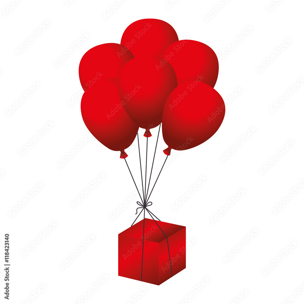box balloon celebration gif red present event vector illustration ...